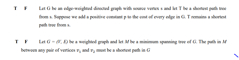 Solved T F Let G be an edge-weighted directed graph with | Chegg.com