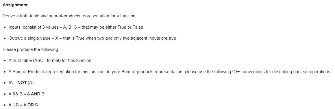 Solved Derive a truth table and sum-of-products | Chegg.com