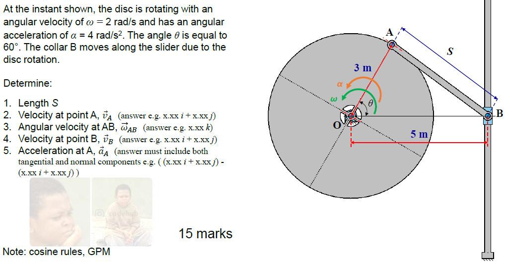 Solved At the instant shown, the disc is rotating with an | Chegg.com