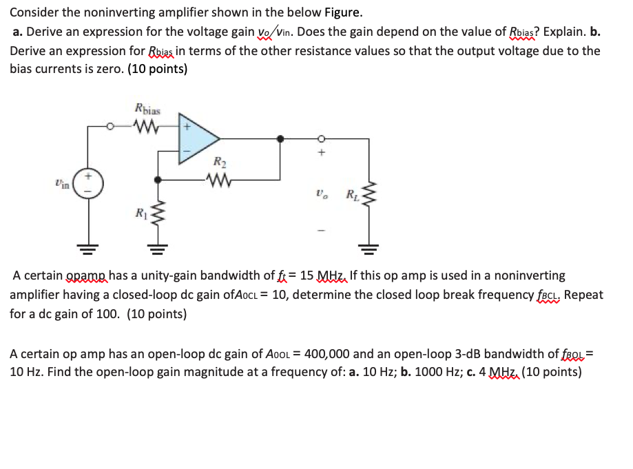 Solved Consider the noninverting amplifier shown in the | Chegg.com