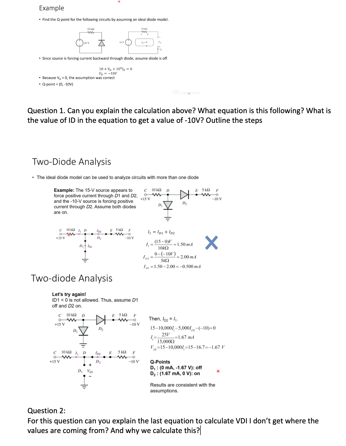 Solved Two-Diode AnalysisThe ideal diode model can be used | Chegg.com