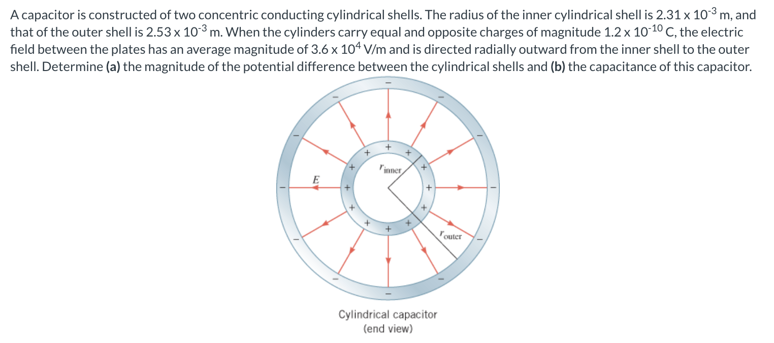 Solved A capacitor is constructed of two concentric | Chegg.com