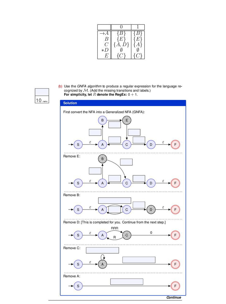 Solved (b) Use the GNFA algorithm to produce a regular | Chegg.com