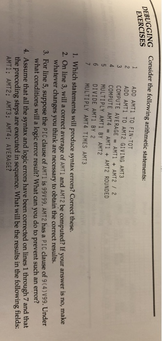 / ERUGGING Consider the following arithmetic | Chegg.com