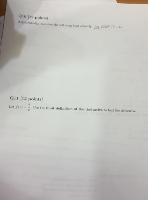 Solved Algebraically calculate the following limit exactly. | Chegg.com