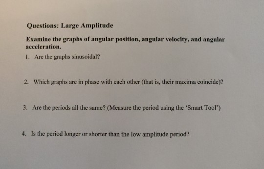Questions: Large Amplitude Examine the graphs of | Chegg.com