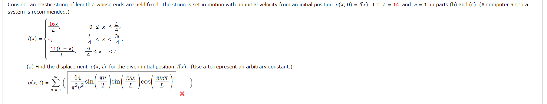 Solved Consider an elastic string of length L whose ends are | Chegg.com