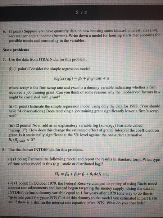 Solved 1. (2 points) We use a proxy variable as a solution | Chegg.com