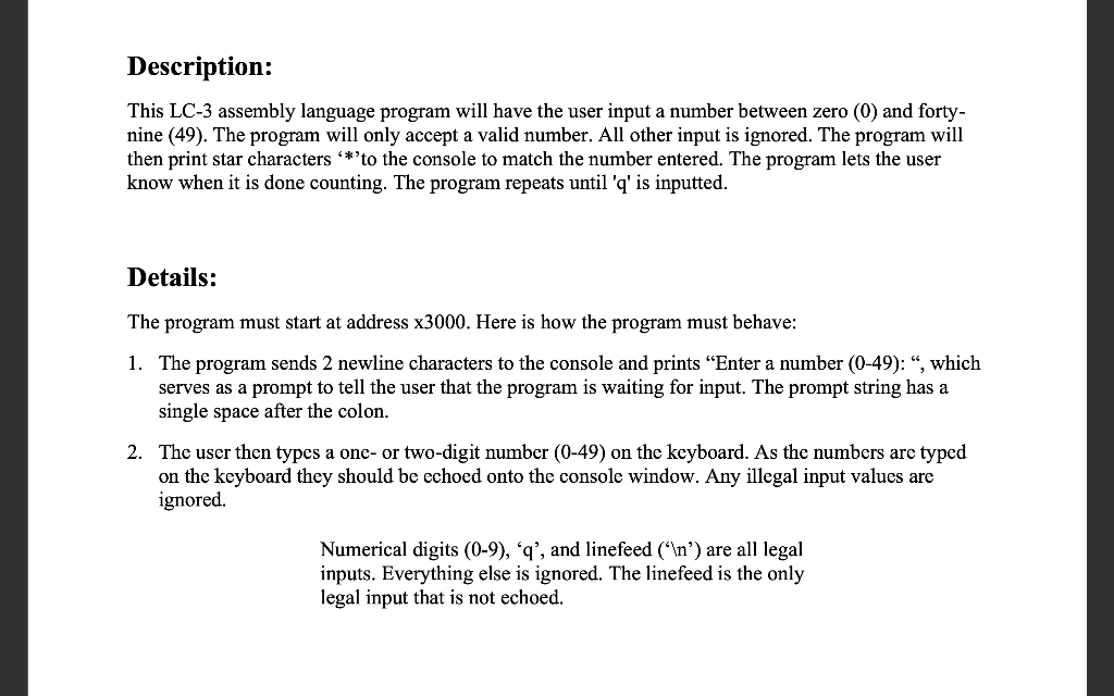 Solved Description This Lc 3 Assembly Language Program Will 
