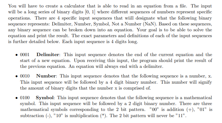 Solved You will have to create a calculator that is able to | Chegg.com