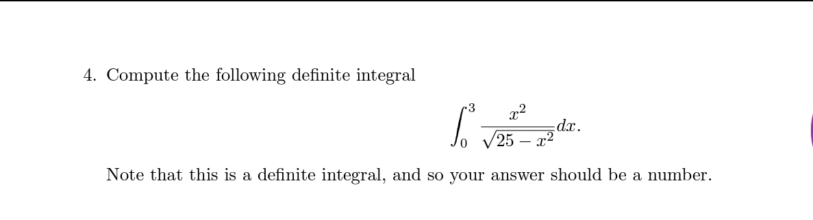 Solved Compute the following definite | Chegg.com