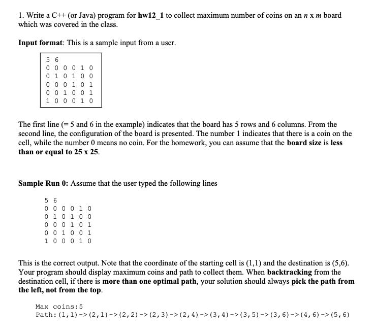 Solved 1. Write a C++ (or Java) program for hw12_1 to | Chegg.com