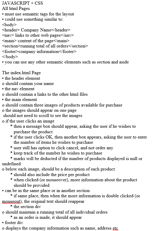 Solved Javascript Css All Html Pages Must Use Semantic 