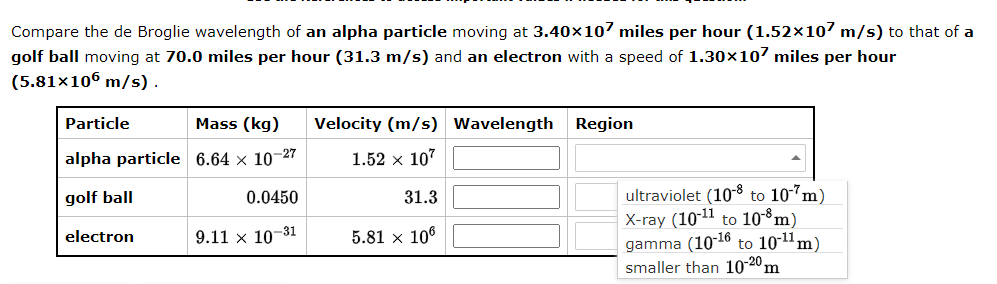 Solved Compare the de Broglie wavelength of an alpha | Chegg.com