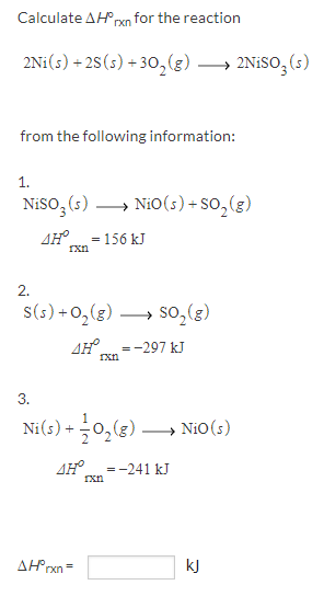 Solved Calculate ΔH∘ rxn for the reaction 2Ni(s)+2 | Chegg.com