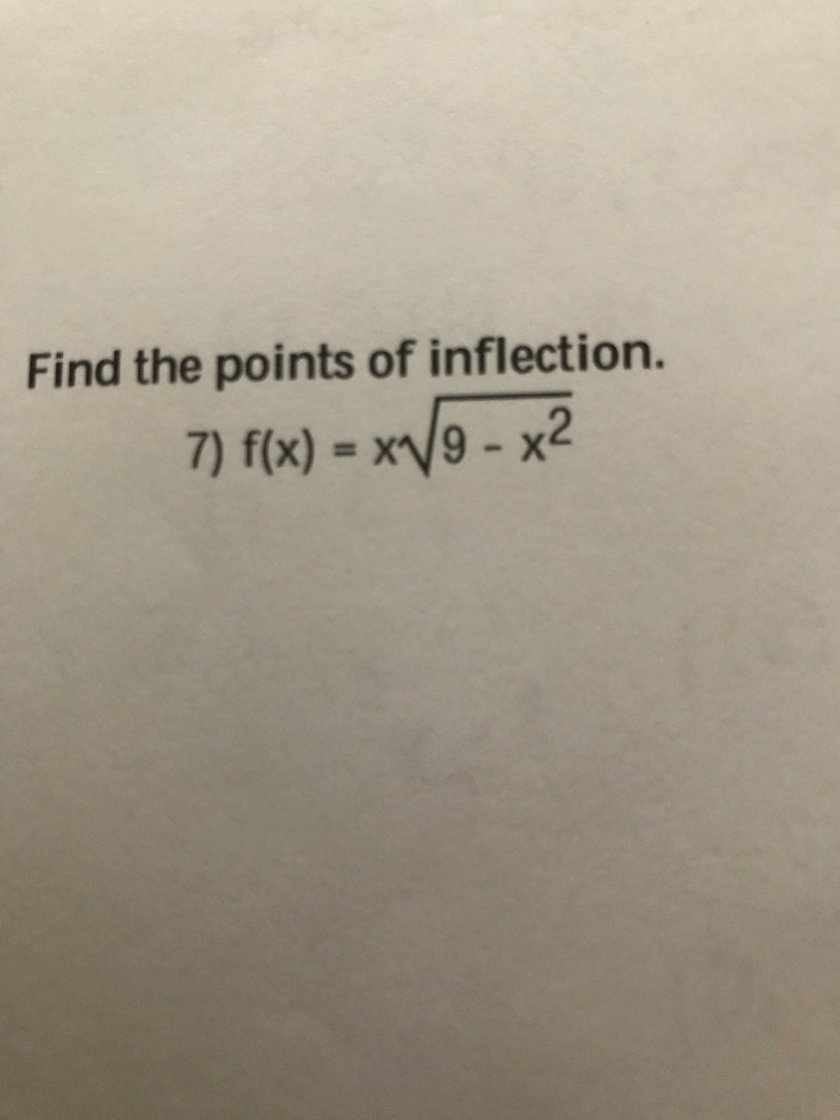 Solved Find the points of inflection. 7) f(x) = x/9 - x² | Chegg.com