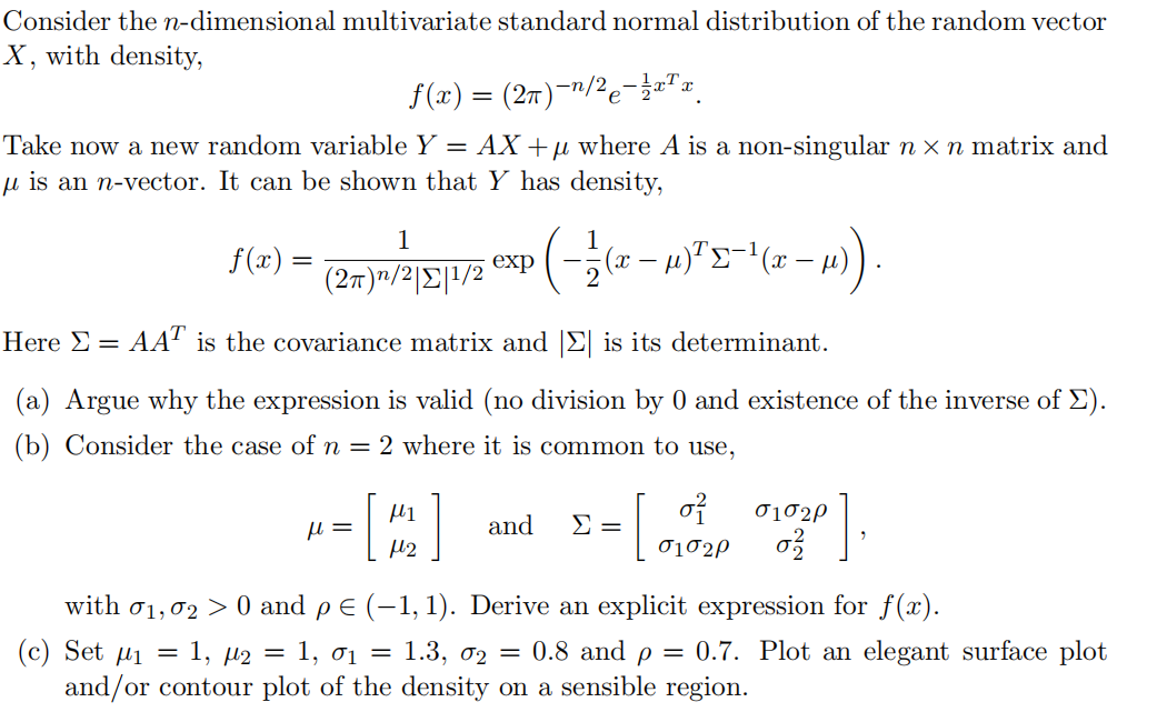 Consider the n-dimensional multivariate standard | Chegg.com