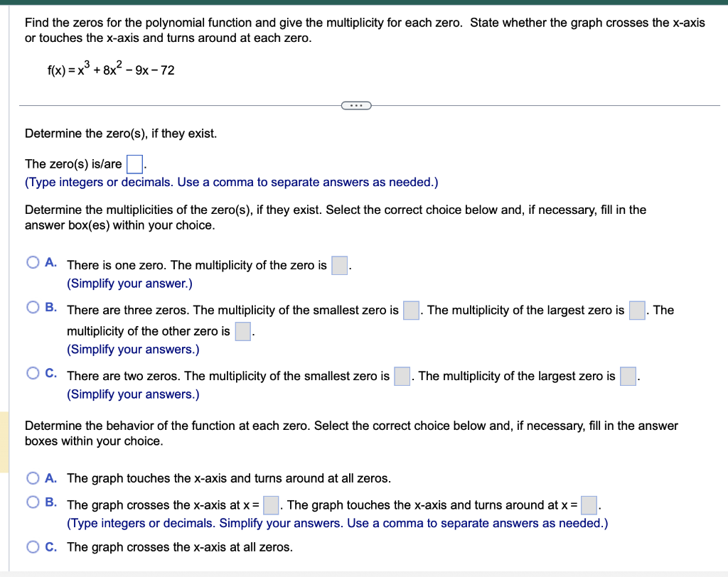Solved Find the zeros for the polynomial function and give | Chegg.com