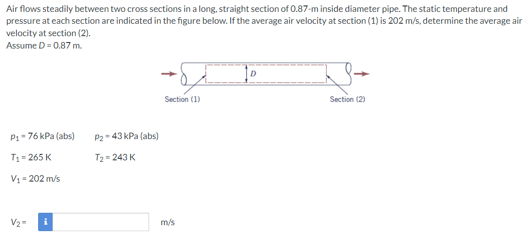 Solved Air flows steadily between two cross sections in a | Chegg.com