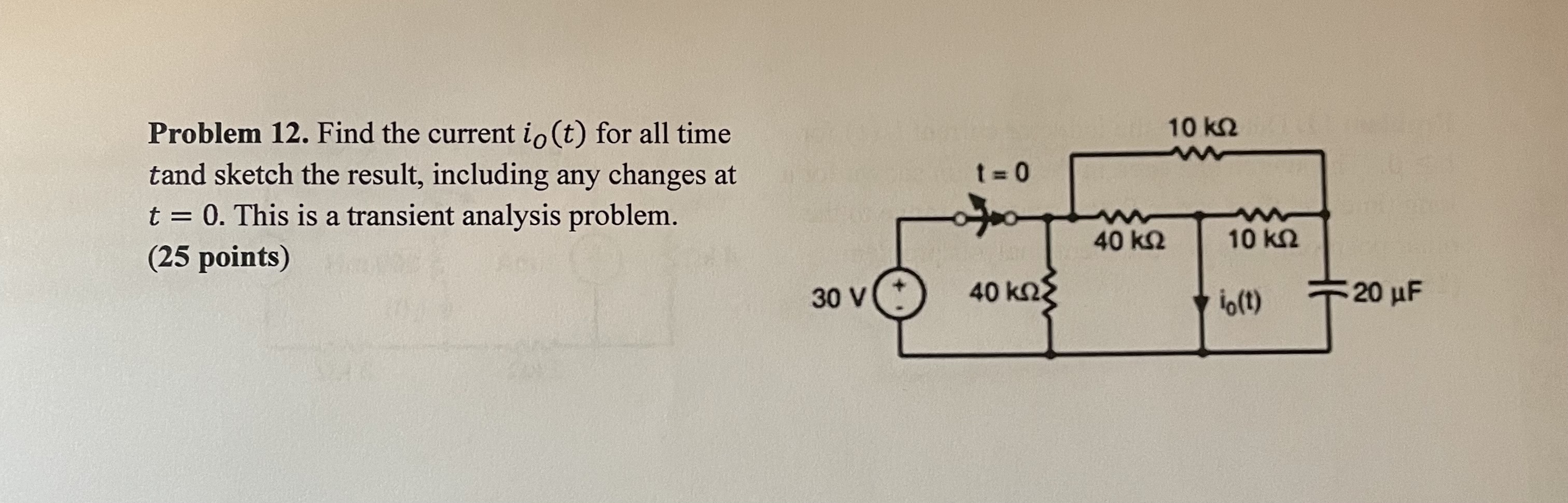 Solved Problem 12. Find the current iO(t) for all time tand | Chegg.com
