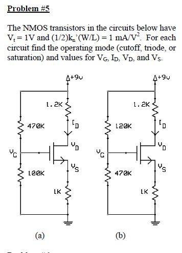 Solved Problem #5 The NMOS transistors in the circuits below | Chegg.com