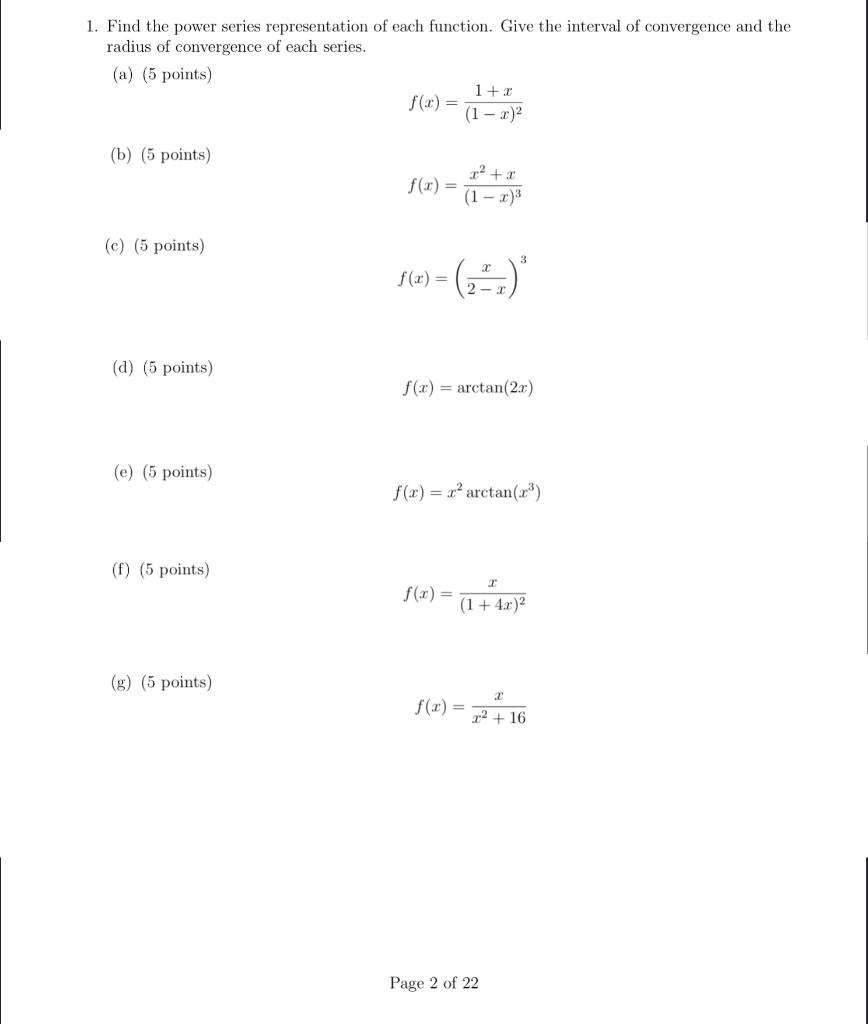 Solved Find the power series representation of each | Chegg.com