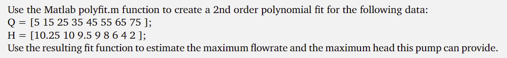 Solved Use the Matlab polyfit.m function to create a 2 nd | Chegg.com