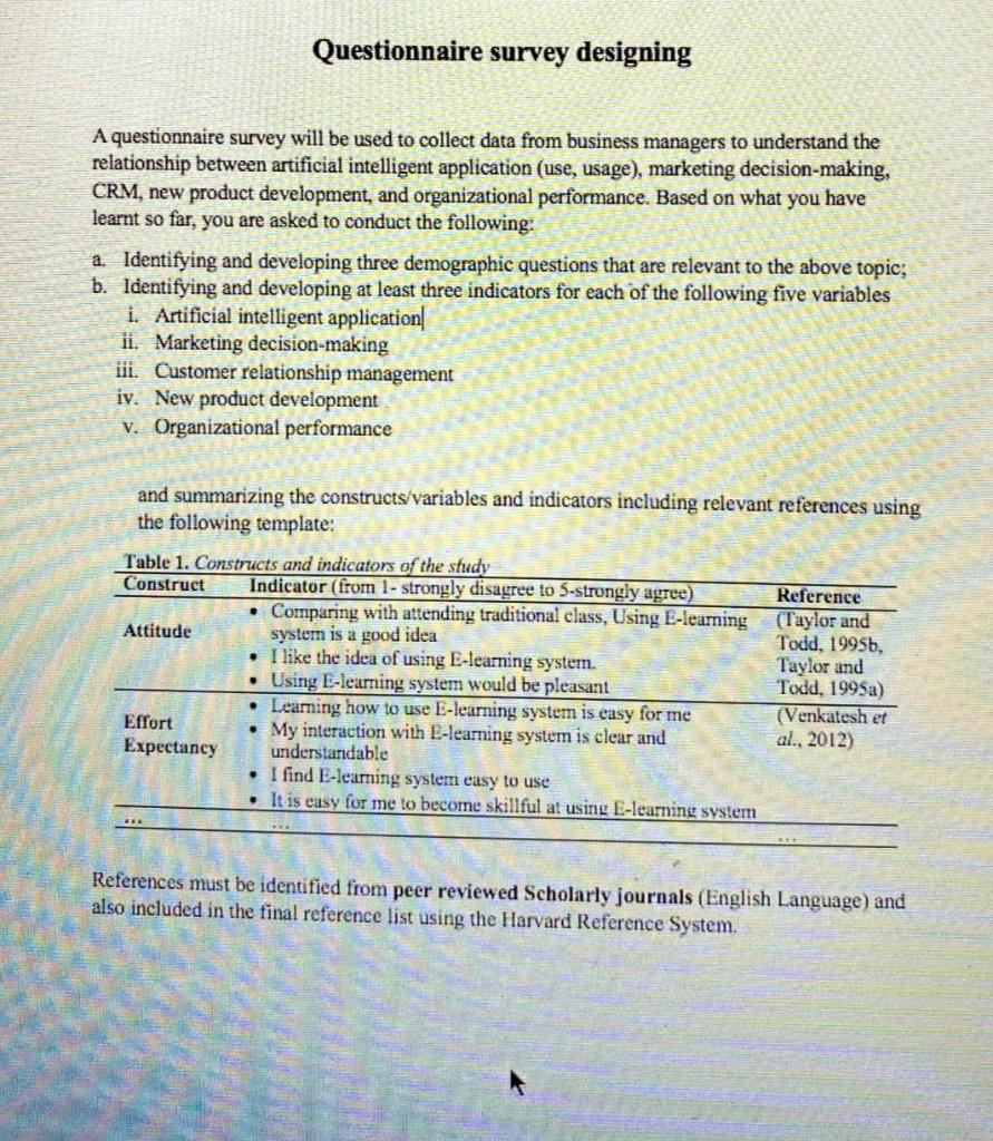 Solved Questionnaire survey designing A questionnaire survey | Chegg.com