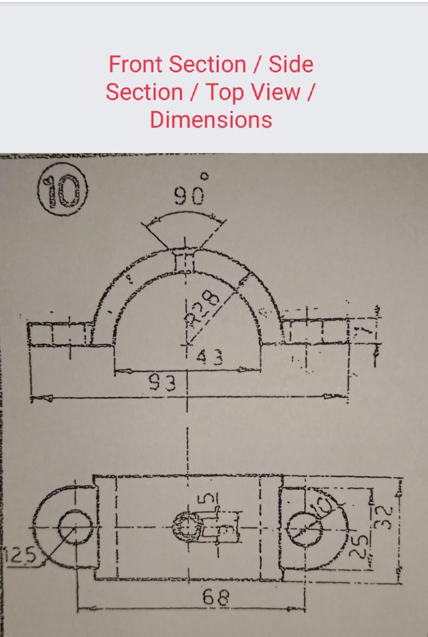 Solved Front Section / Side Section / Top View / Dimensions | Chegg.com