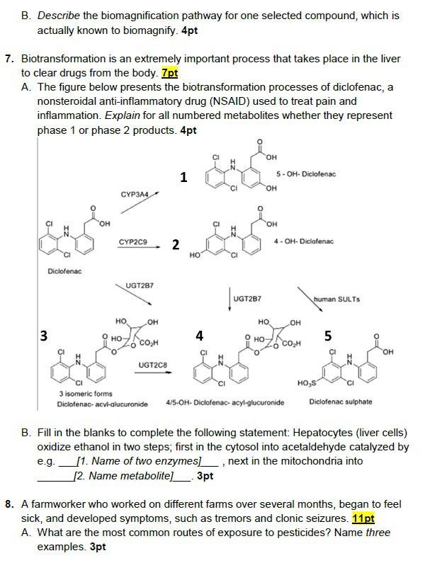 Solved B. Describe the biomagnification pathway for one | Chegg.com