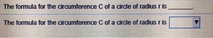 Solved The formula for the circumference C of a circle of | Chegg.com