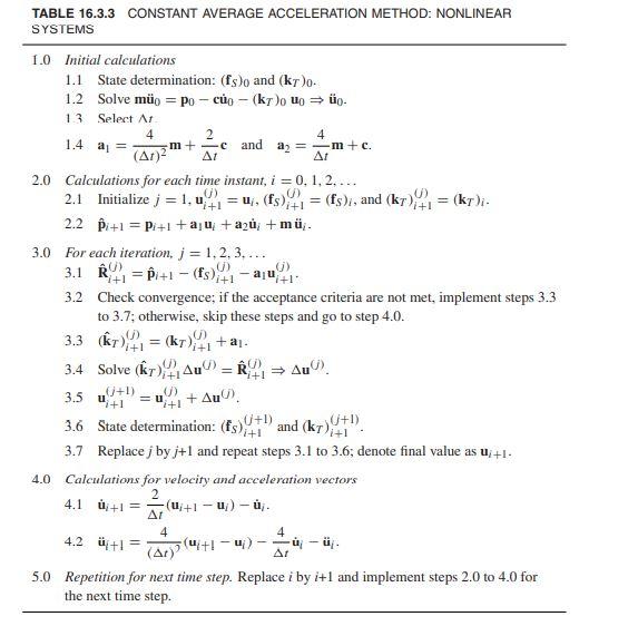 TABLE 16.3.3 CONSTANT AVERAGE ACCELERATION METHOD: | Chegg.com