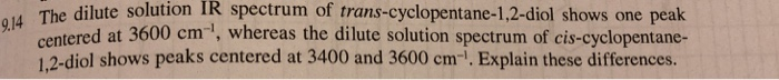 Solved 9,14 The dilute solution IR spectrum of | Chegg.com