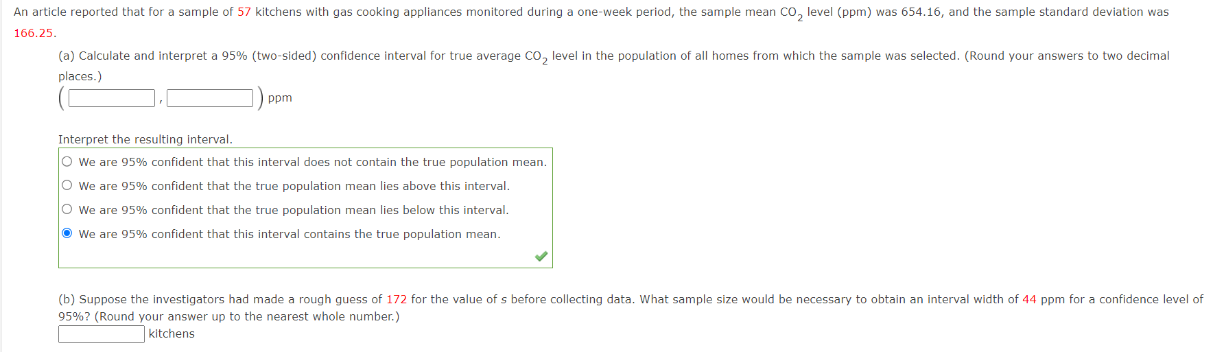 Solved 166.25. places.) Interpret the resulting interval. We | Chegg.com