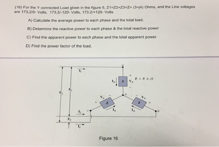 Solved For the Y connected Load given in the figure 5. Z1 = | Chegg.com