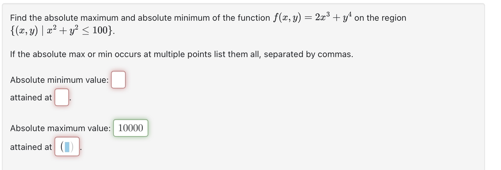 Solved Find the absolute maximum and absolute minimum of the | Chegg.com