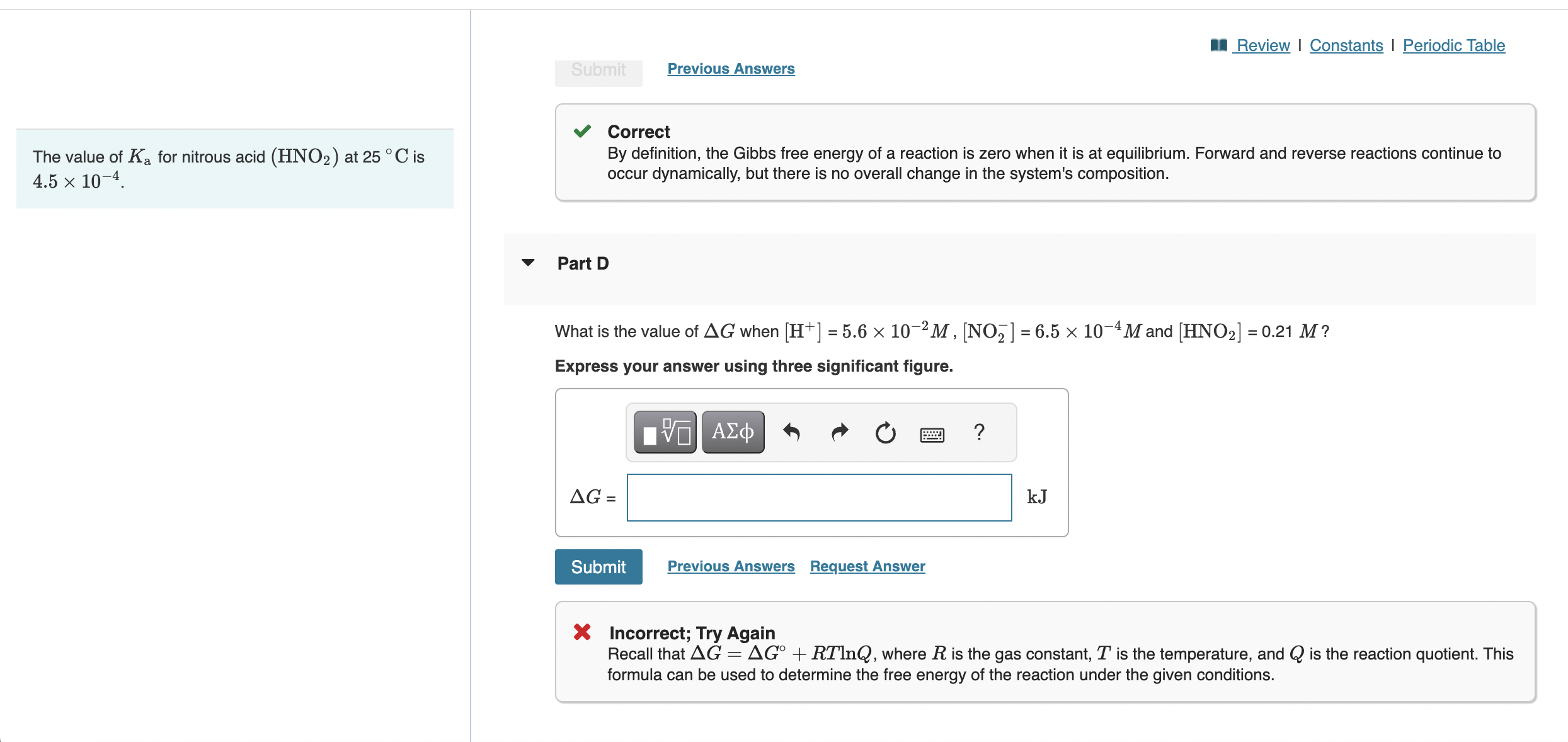 Solved CorrectBy definition, the Gibbs free energy of a | Chegg.com