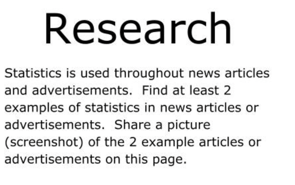 Solved Research Statistics is used throughout news articles | Chegg.com