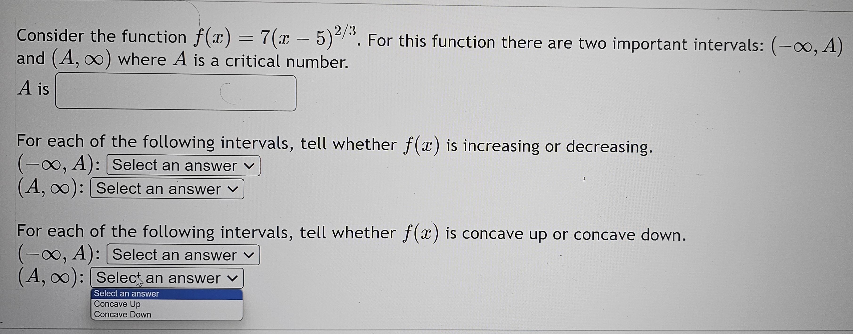 Solved Consider the function f(x)=7(x-5)23. ﻿For this | Chegg.com