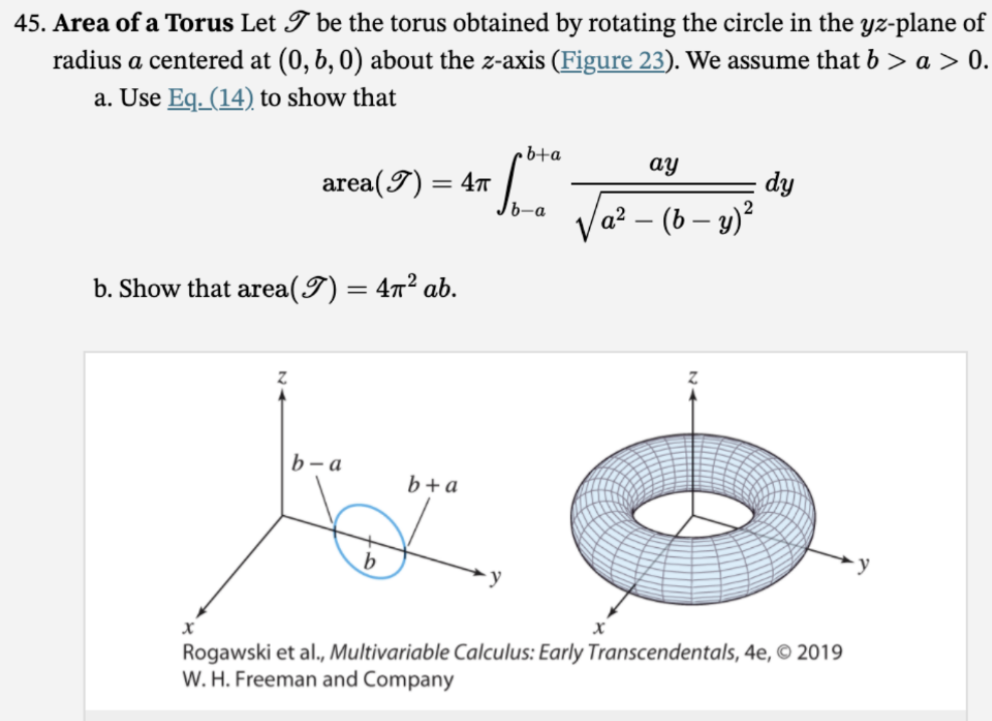 Solved 5. Area of a Torus Let T be the torus obtained by | Chegg.com