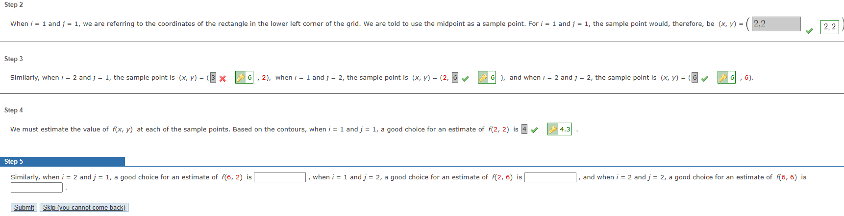 Solved Step 3 Step 4 We must estimate the value of f(x,y) at | Chegg.com