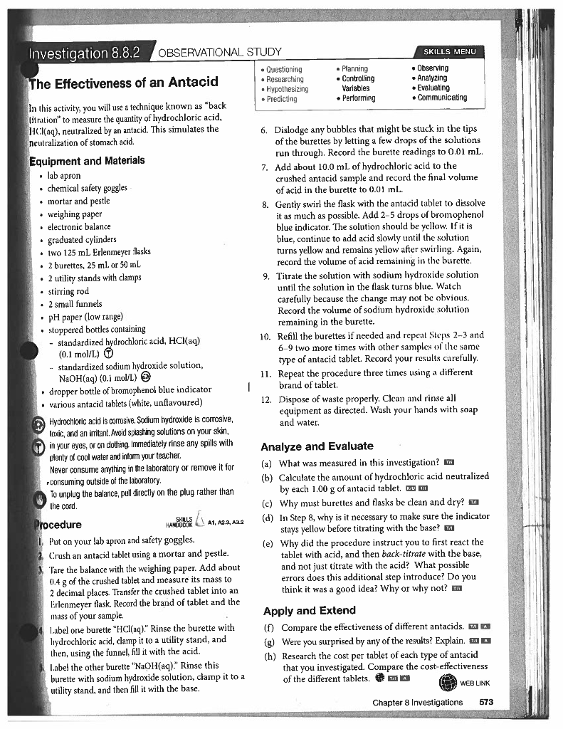 The Effectiveness of an Antacid In this activity, you | Chegg.com