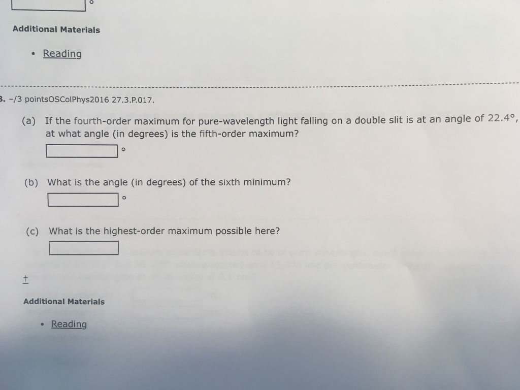 Solved Additional Materials Reading . -/3 | Chegg.com