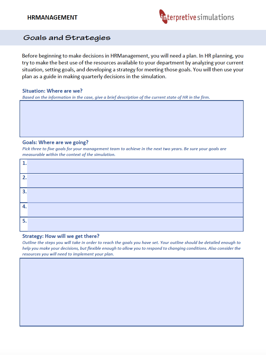 Solved HRMANAGEMENT interpretive simulations Goals and | Chegg.com