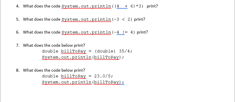 Solved Trace the Output What does the following program | Chegg.com