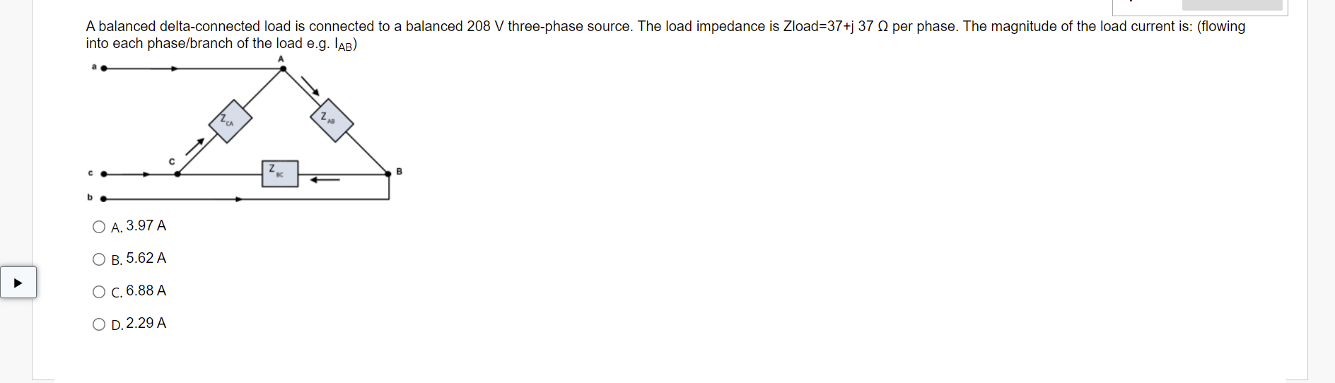 Solved A balanced delta-connected load is connected to a | Chegg.com