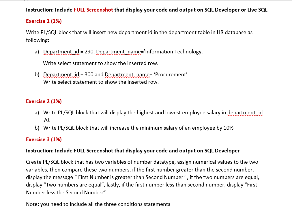 Solved Instruction: Include FULL Screenshot that display | Chegg.com