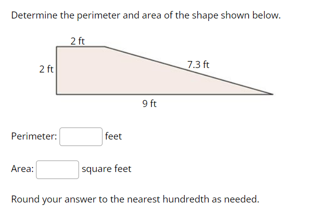 Solved Determine the perimeter and area of the shape shown | Chegg.com