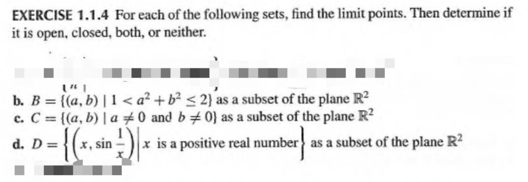 Solved For each of the following setsm find the limit | Chegg.com