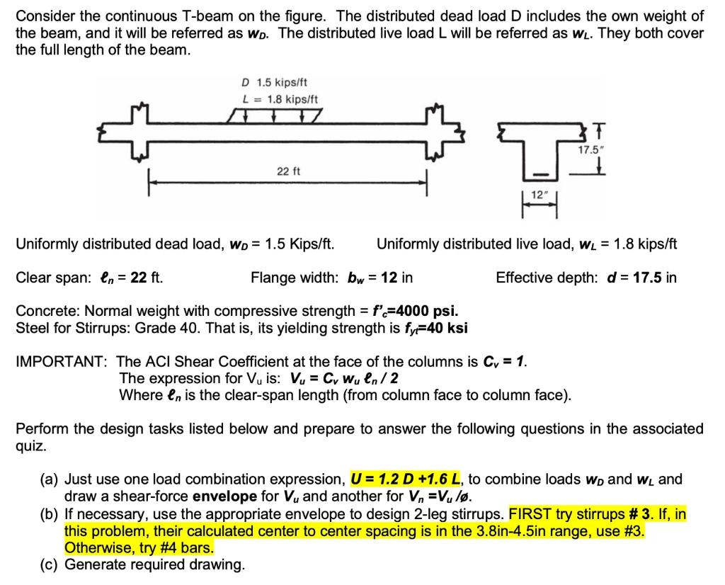 Solved Consider the continuous T-beam on the figure. The | Chegg.com